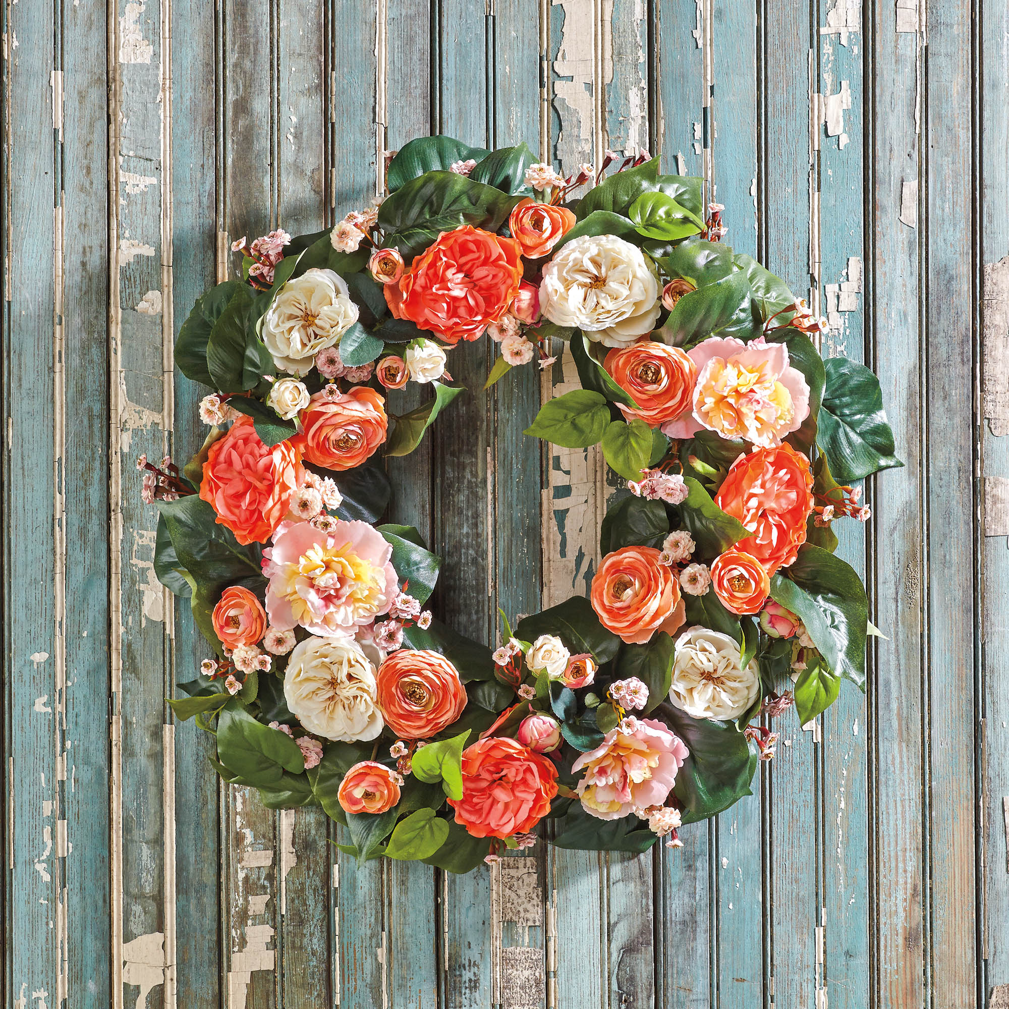 Peachy Pink Floral Wreath - FloraCraft