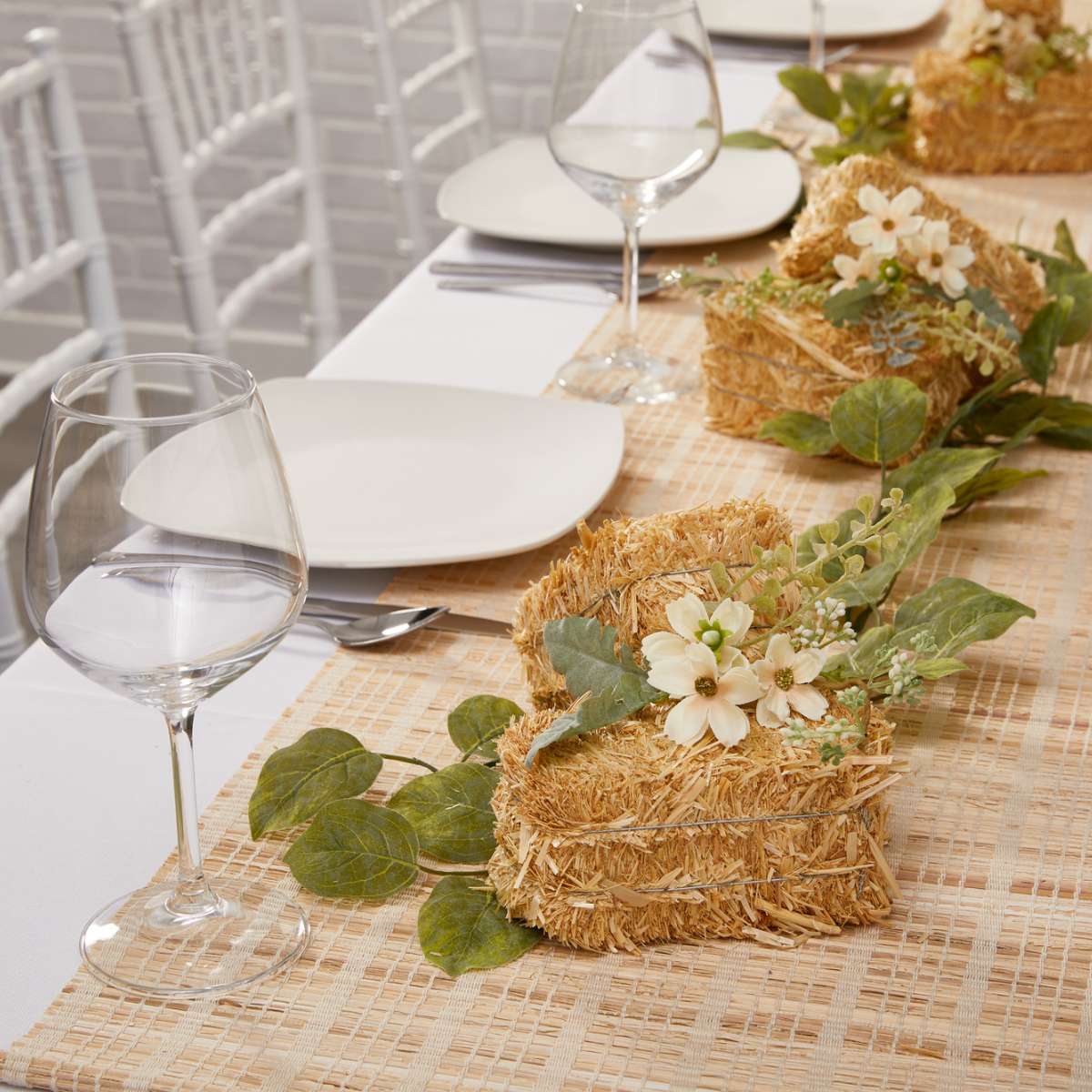 Mini Straw Bale Centerpieces - FloraCraft